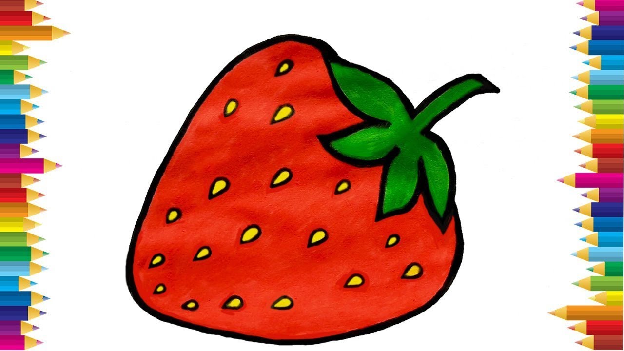 How to draw strawberry easy ll easy strawberry drawing ll strawberry ...