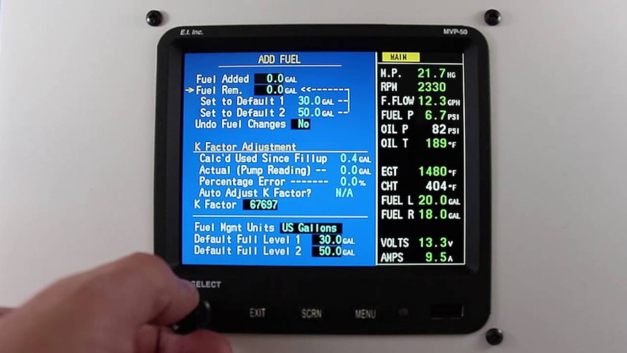MVP 50P How To Add Fuel To Fuel Totalizer - YouTube