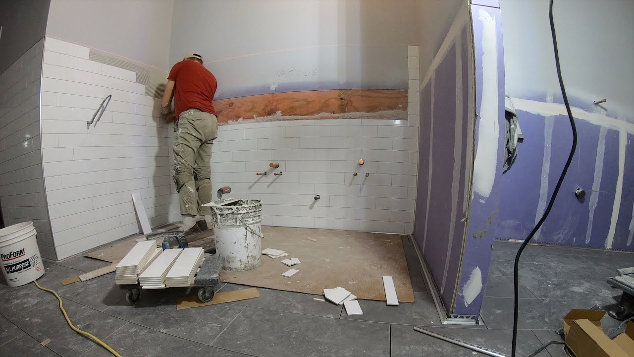 At Home Bathroom floor and wall tile installation Ft. FastTILE - YouTube