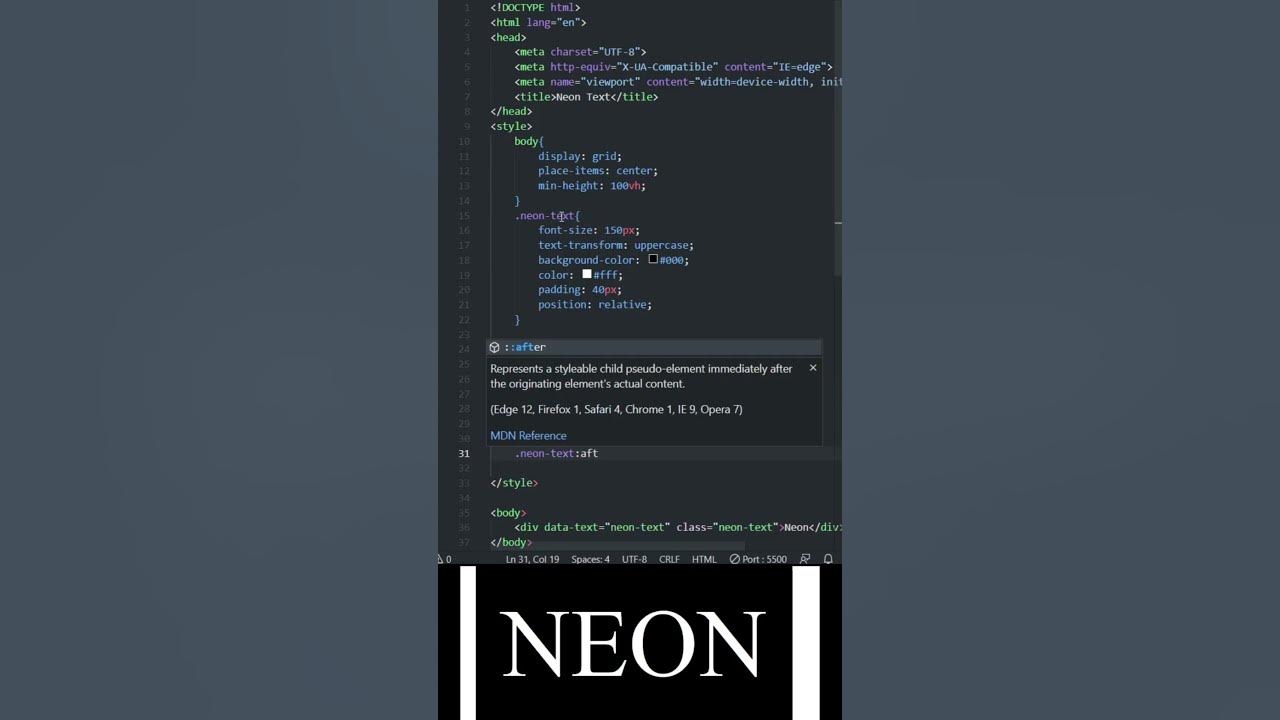 Neon Effect Using Html And Css Shortsviral Htmltutorial Csstips Youtube