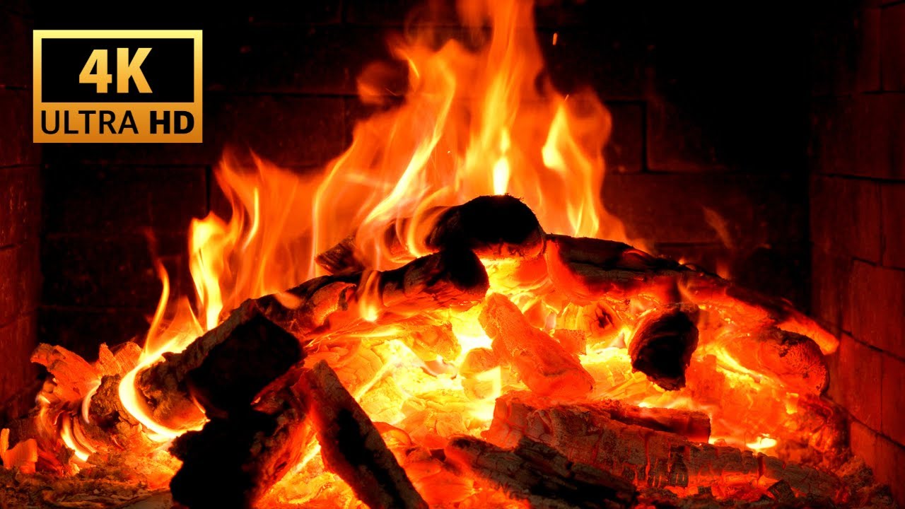 🔥Cozy Fireplace. Fireplace Burning 4K. Ambient Fire Sounds. Stress ...