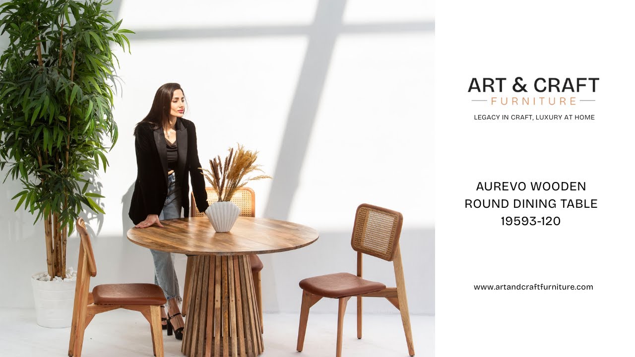 AUREVO WOODEN ROUND DINNING TABLE 19593 120 - YouTube