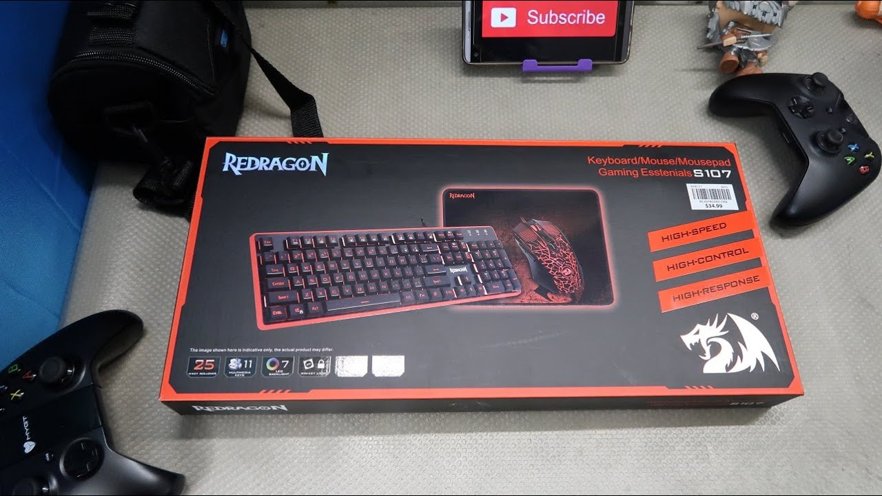 Redragon S107 Gaming Keyboard and Mouse Combo Box Opening - YouTube