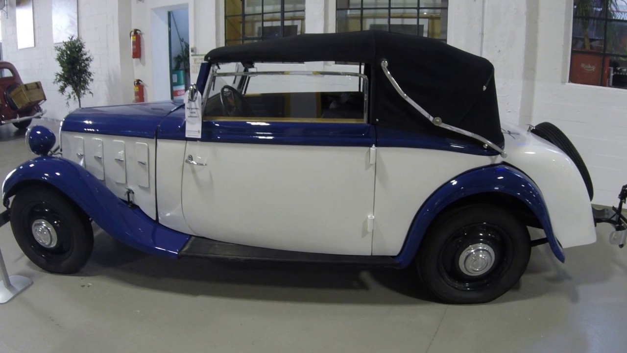 Hanomag Rekord Cabriolet 15K Rheinstahl 1934 Oldtimer blue white colour ...