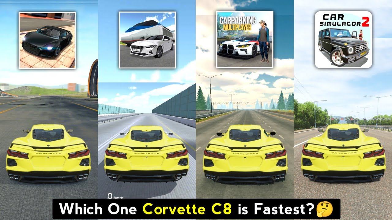 Corvette C8 Top Speed in Extreme Car, Car Simulator 2, Car Parking ...