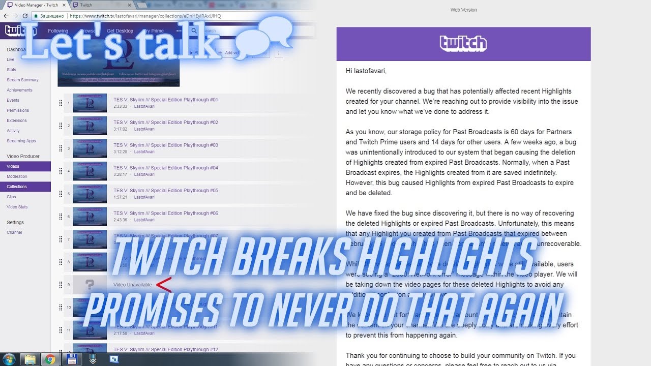 Twitch Breaks Highlights /// Let's Talk - YouTube
