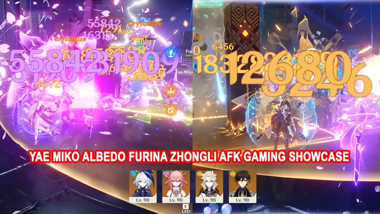 Yae Miko Albedo Furina Zhongli AFK Gaming 4.4 Abyss Floor 12 Showcase ...