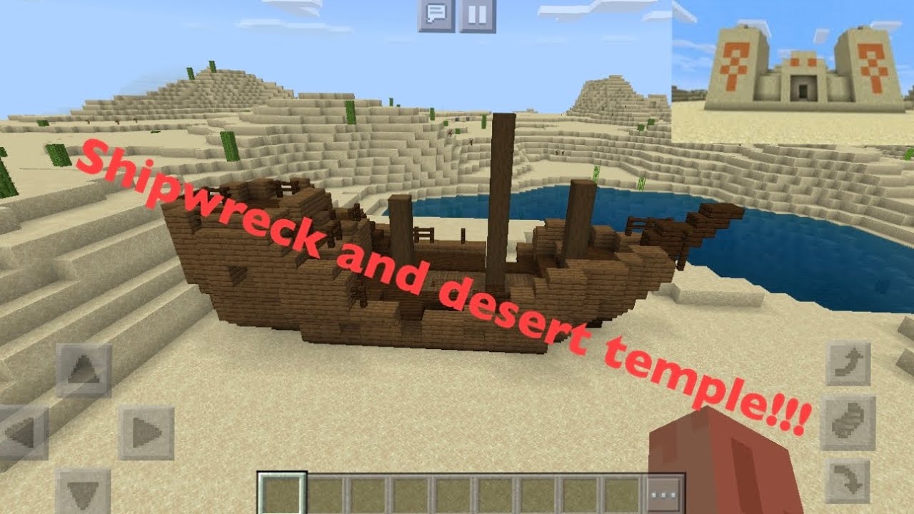 Minecraft seed with shipwreck on land! Also a desert temple and a ...