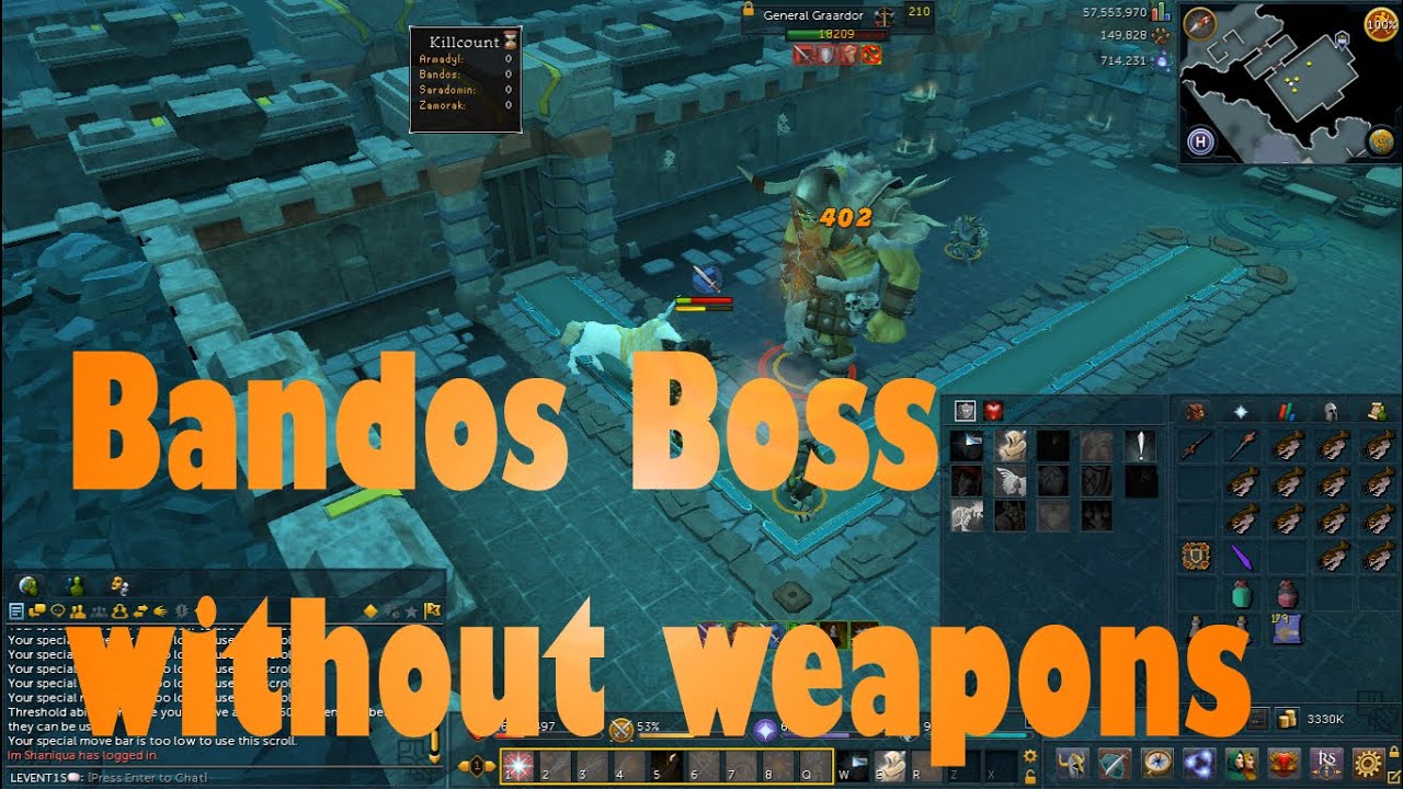 Runescape - Extreme PvM #1 - Bandos Boss without weapons - YouTube