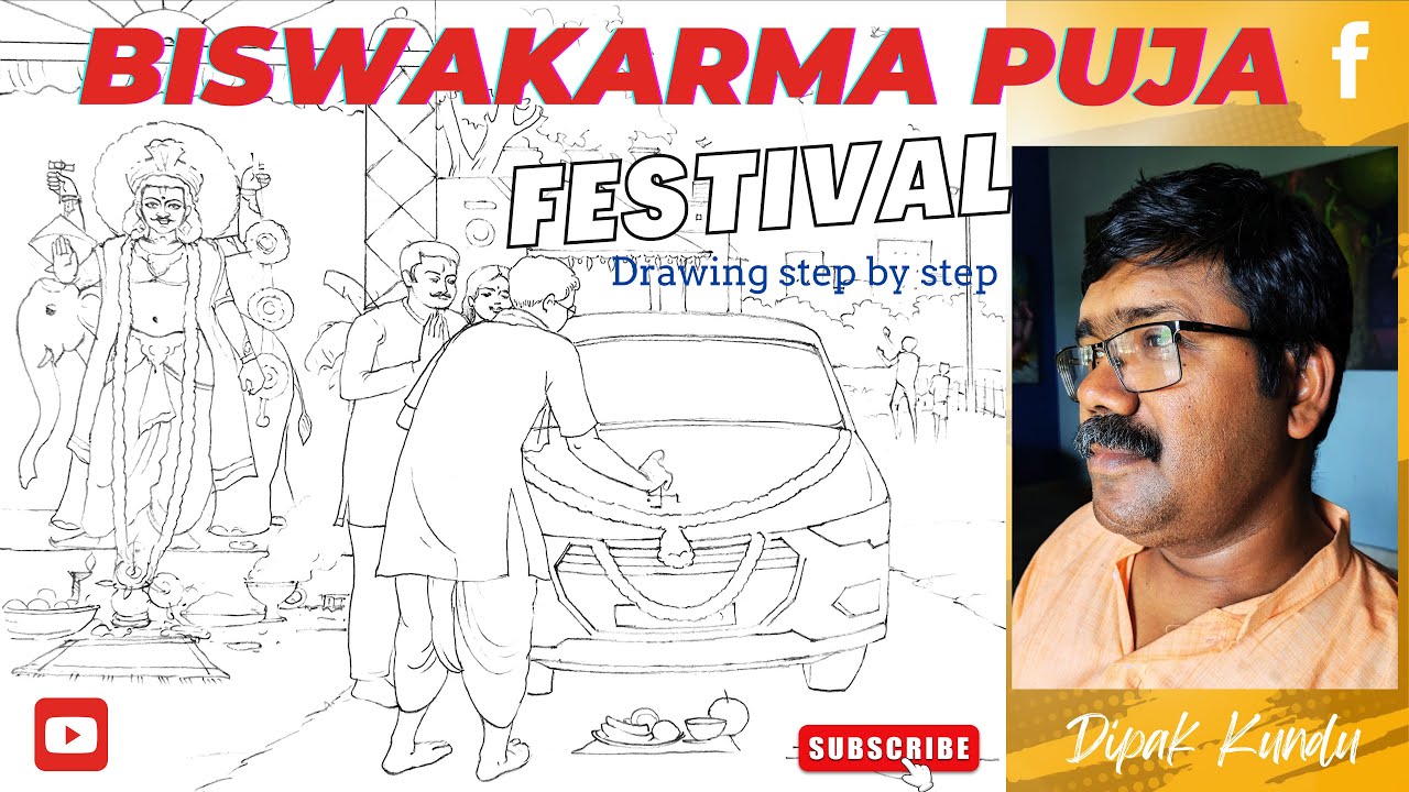 Biswakarma Puja Drawing | Biswakarma Puja Drawing Step By Step ...