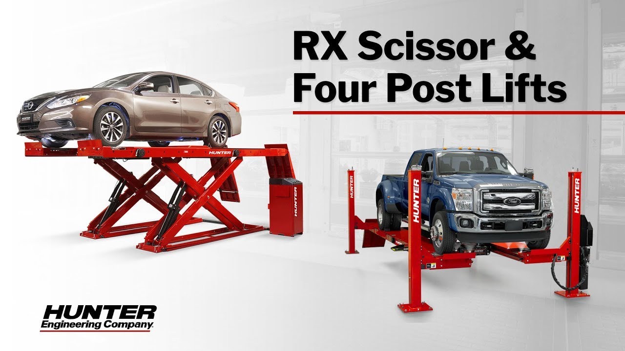 Hunter's Family of RX Scissor & Four Post Lift Racks - YouTube