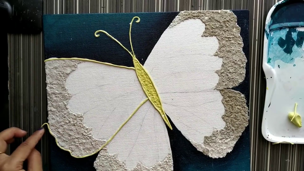 Texture Butterfly Painting tutorial for beginners|| texture clay art ...