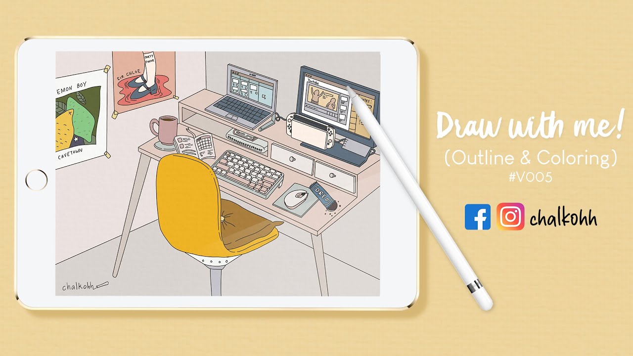 Draw with me! Ipad Air Procreate Digital Illustration #005 - YouTube