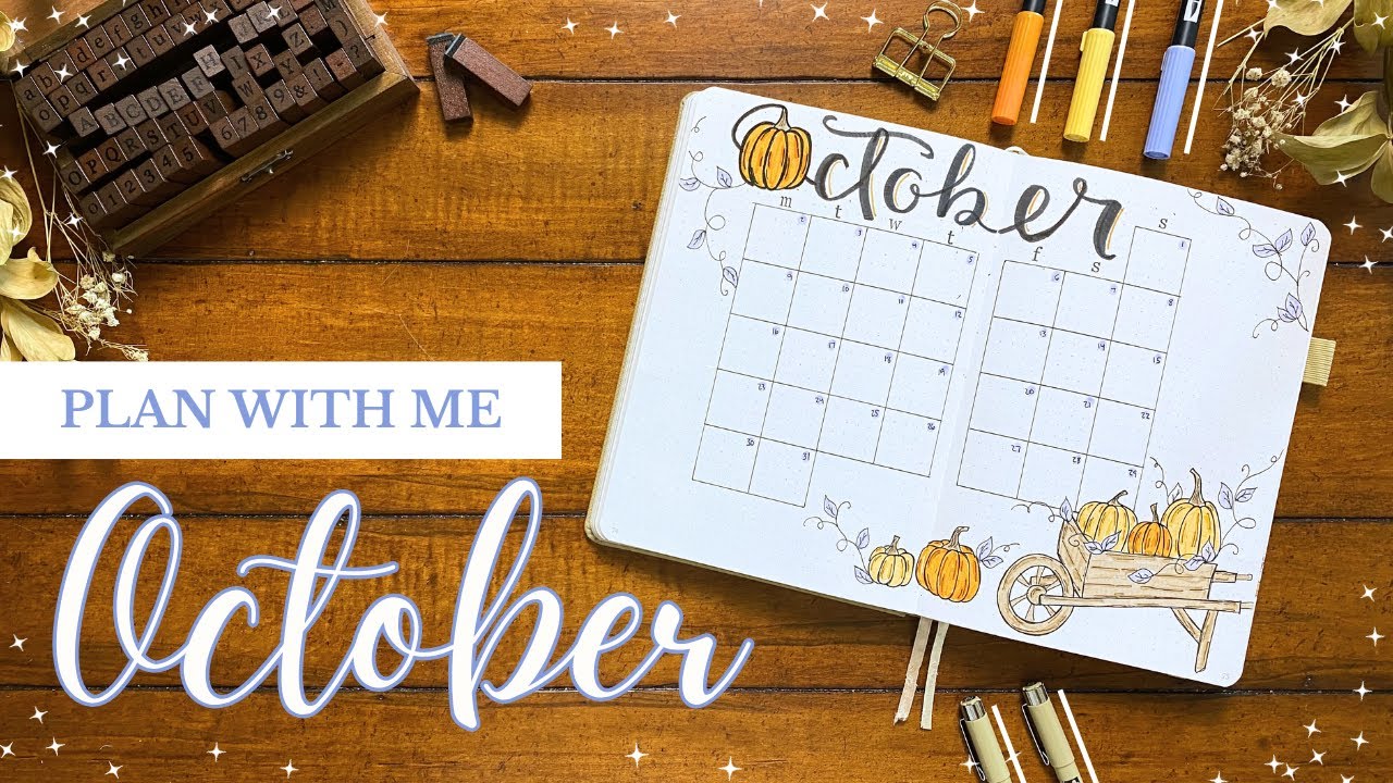 PLAN WITH ME!🎃 | October Bullet Journal Set Up | Pumpkin Patch Theme ...