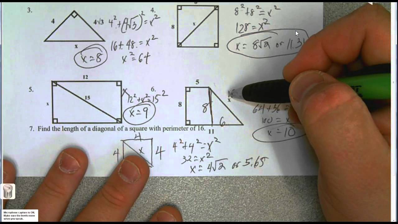 Geometry Unit 8 Pythagorean Theorem and its Converse - YouTube