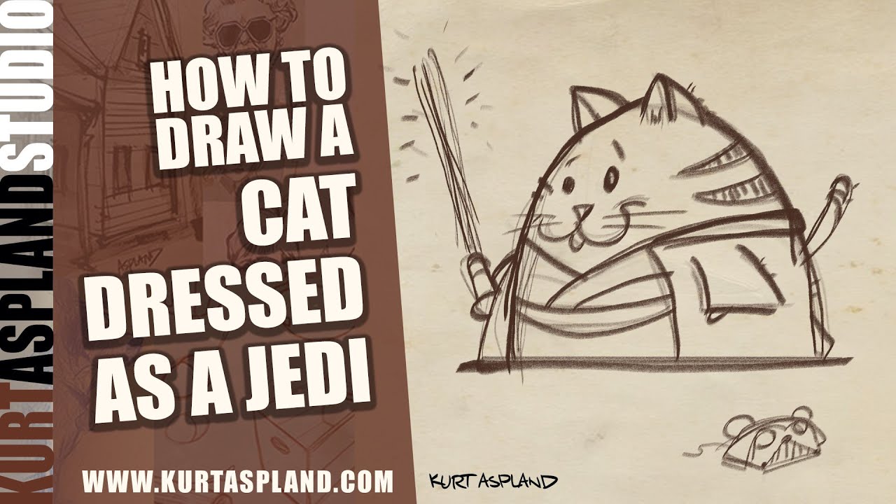 How to draw a cat dressed as a jedi. - YouTube