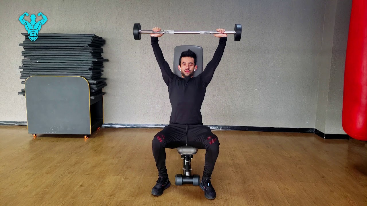 BARBELL EXERCISES - Barbell Bench Front Shoulder Press - YouTube