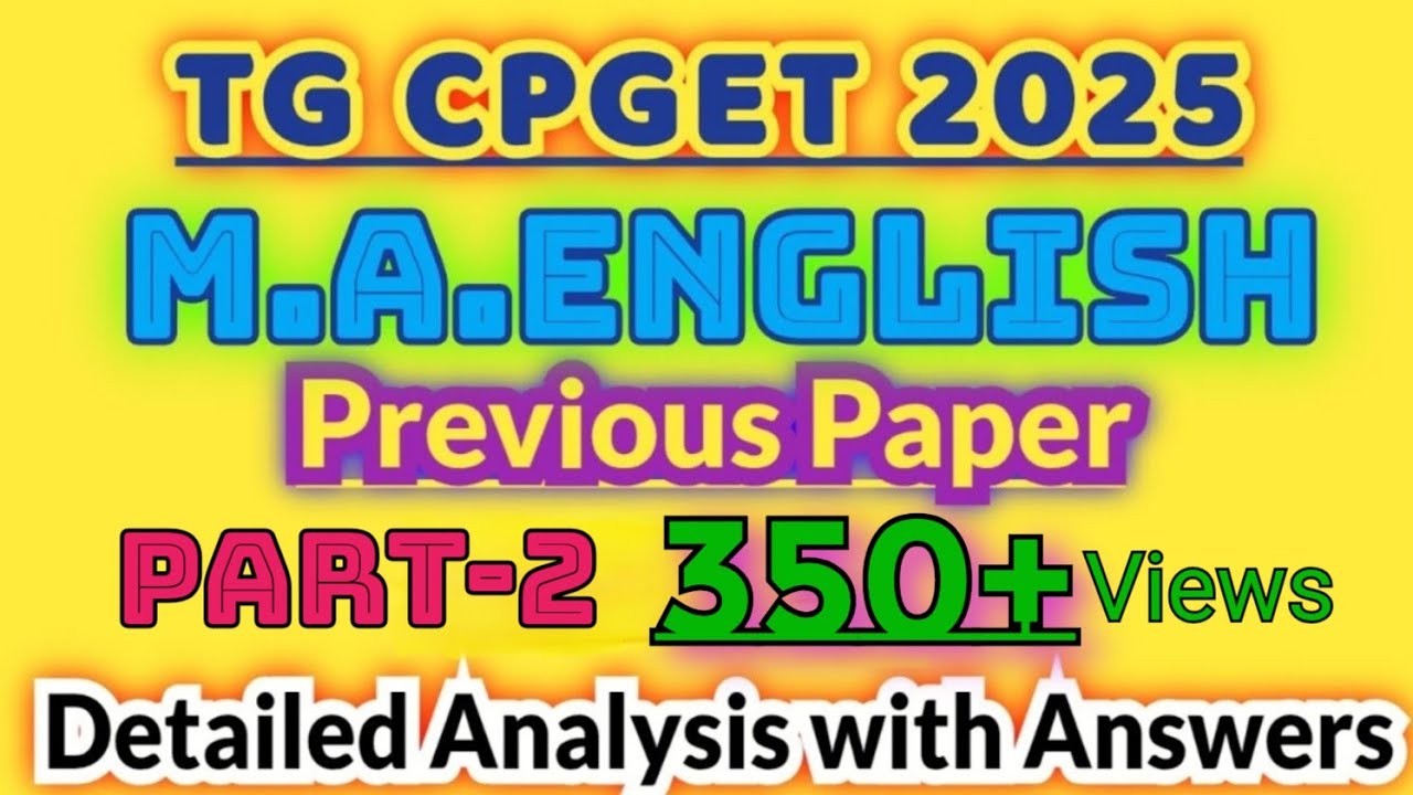 CPGET-2025 M.A. ENGLISH entrance exam Previous Year Question Paper PART ...