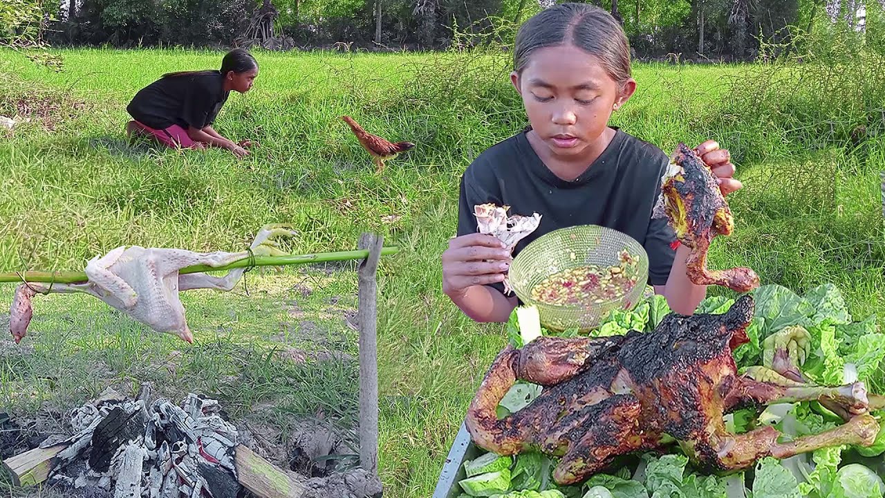 Wilderness Cooking Skill in Jungle | Roasted Chicken Vegetable In Pan ...