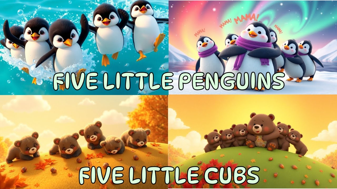 Five Little Cubs Song| Five little Penguins Song| 1,2,3... Song ...