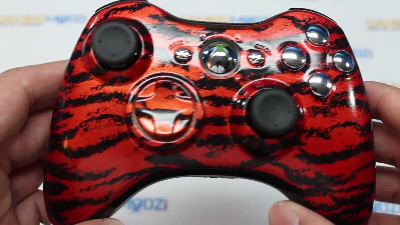 "Hydro Orange Tiger" Xbox 360 Modded Controller - YouTube