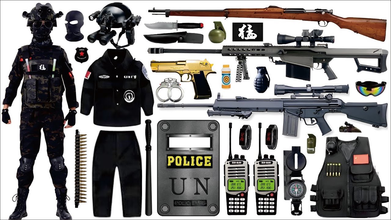 Unboxing and collecting toy guns, including 98K sniper rifle, Barrett ...