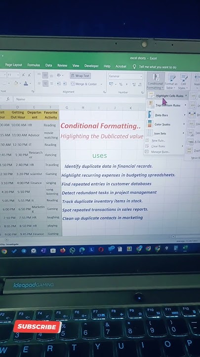 Duplicate value Conditional Formatting #msexcel #learn-o-grow @Rajlearn-t4d #shorts #computer # ...