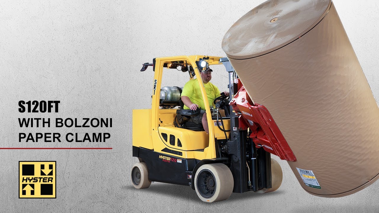 Hyster S120FT Bolzoni Paper Clamp Video - YouTube