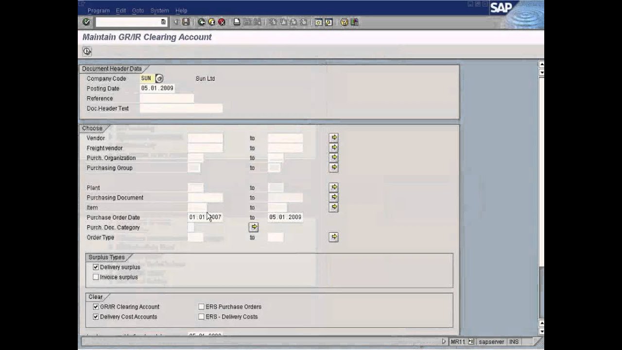 SAP GR IR Account Maintenance - YouTube