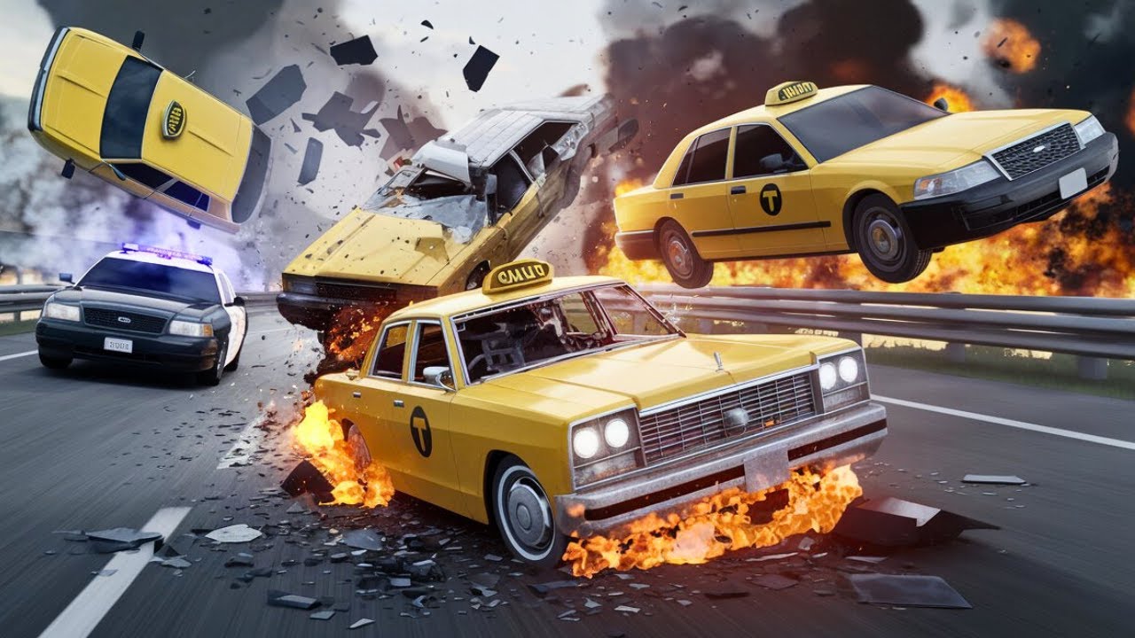 Ultimate Taxi Showdown: Epic Police Chase vs. 3 Classic Yellow Cabs ...