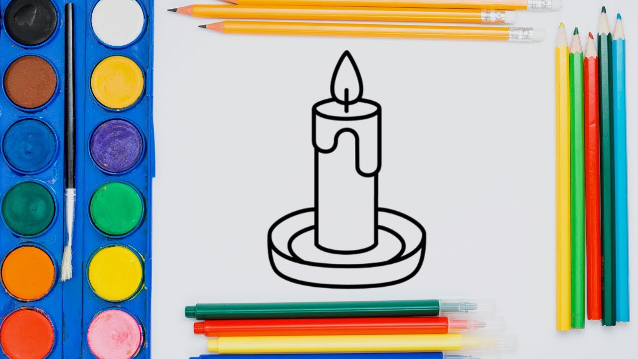 How to draw a candle for kids || Step-by-step candle drawing easily ...