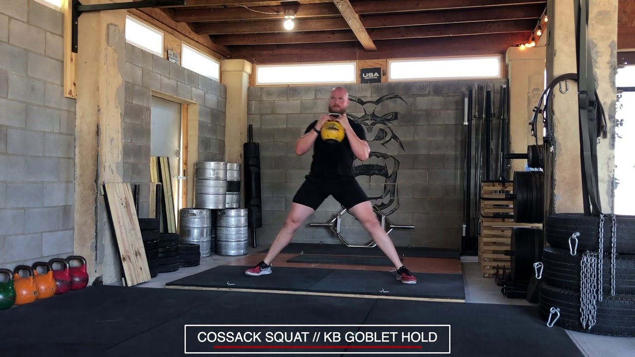 Cossack Squat // KB Goblet Hold - YouTube