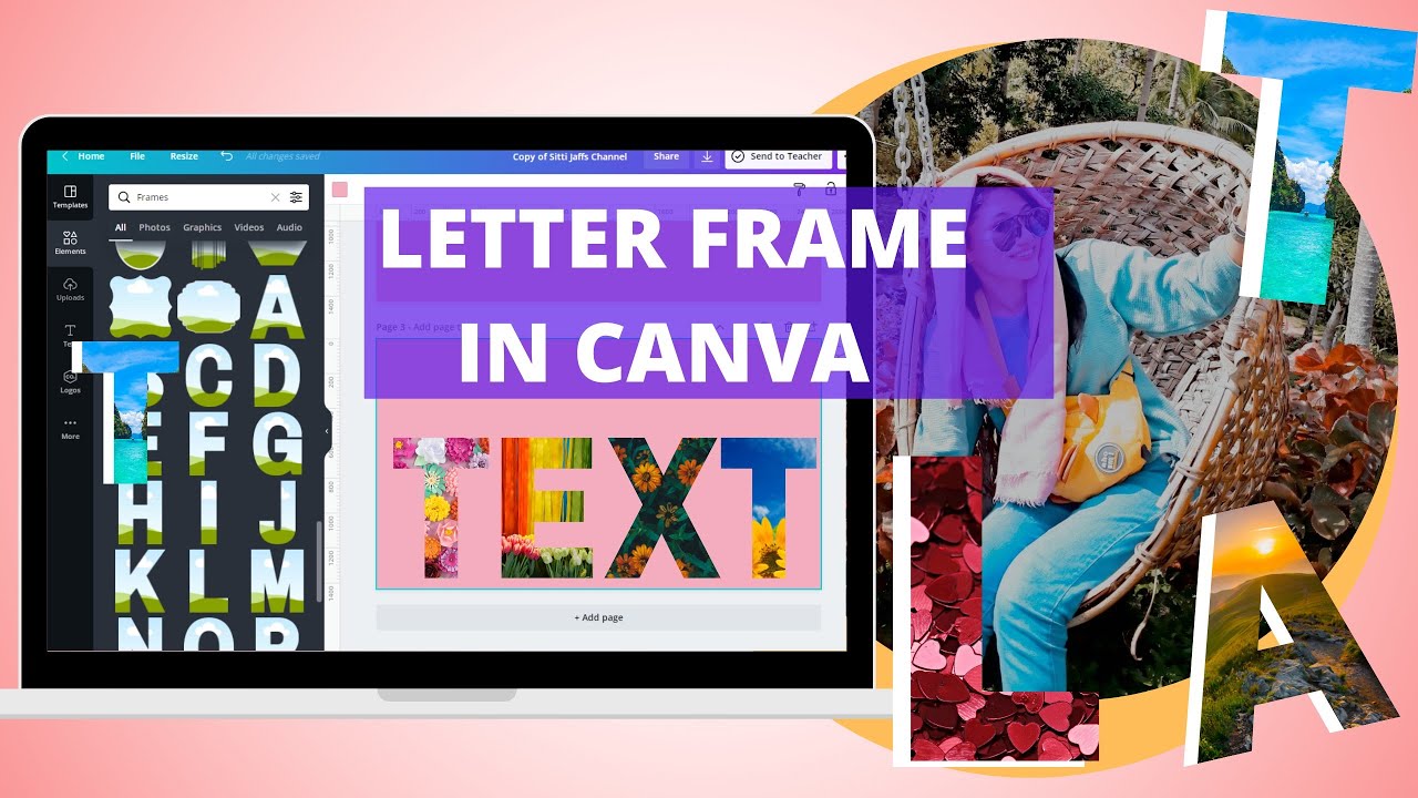 Canva text design- Create a stunning design using a letter Frames in ...