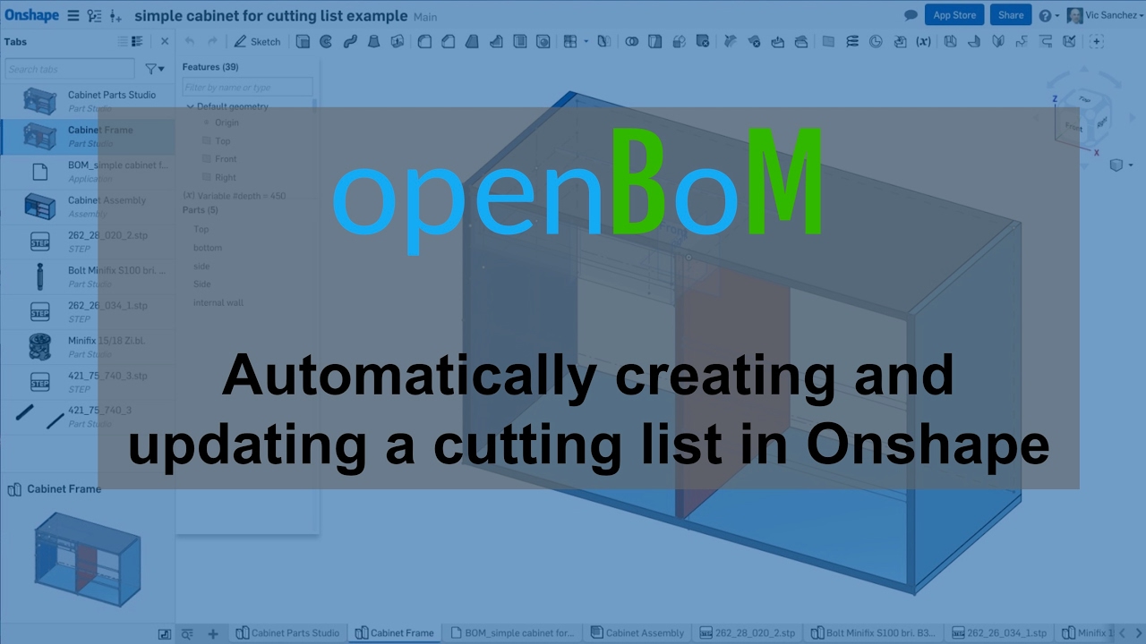 openBoM: Automatically create and update cutting lists in Onshape - YouTube
