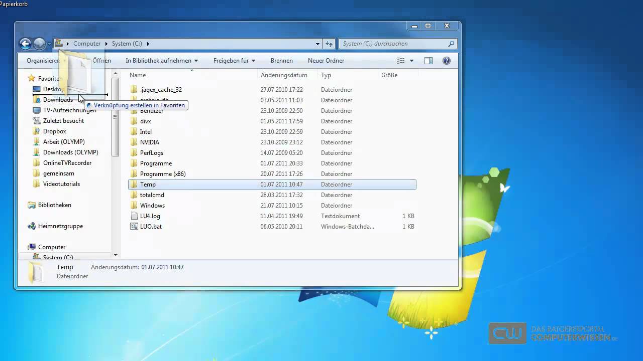 Optimieren Sie unter Windows 7 den Zugriff auf Ihre Ordner - TUTORIAL ...