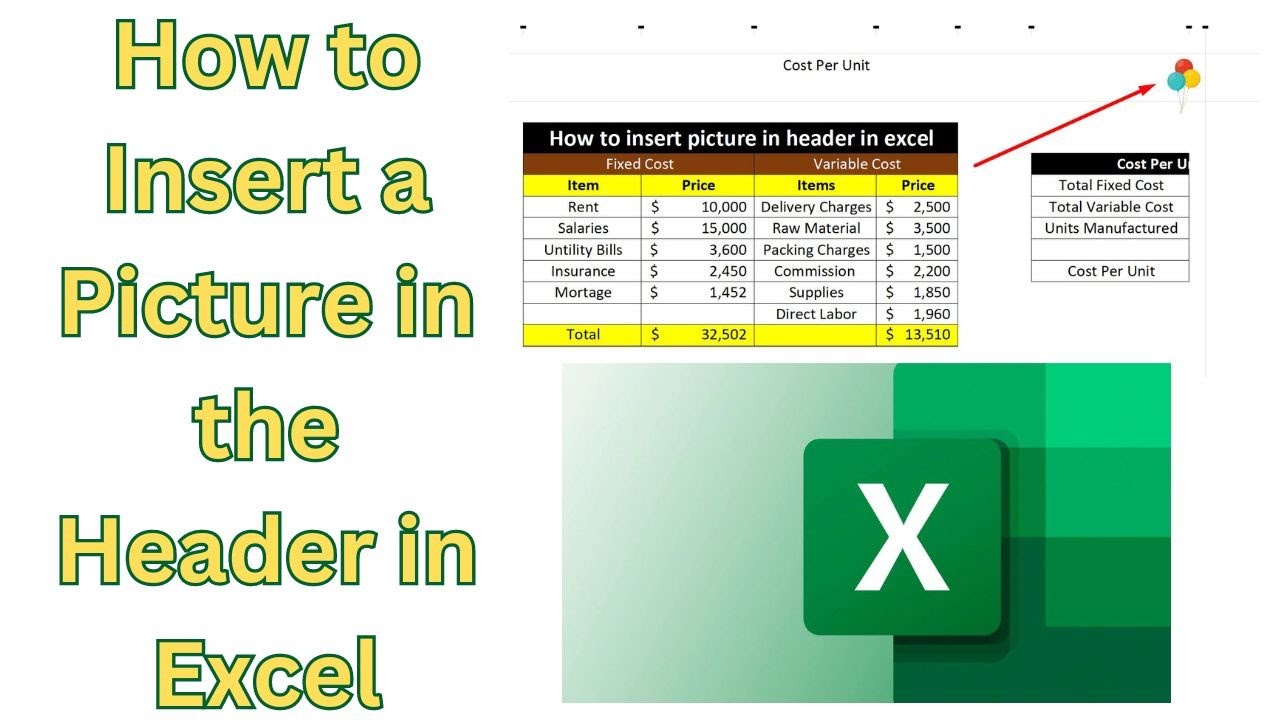 How to insert a picture in the header in Excel - YouTube