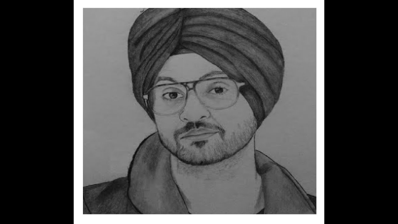 How to draw "Diljit Dosanjh Face" pencil drawing step by step - YouTube