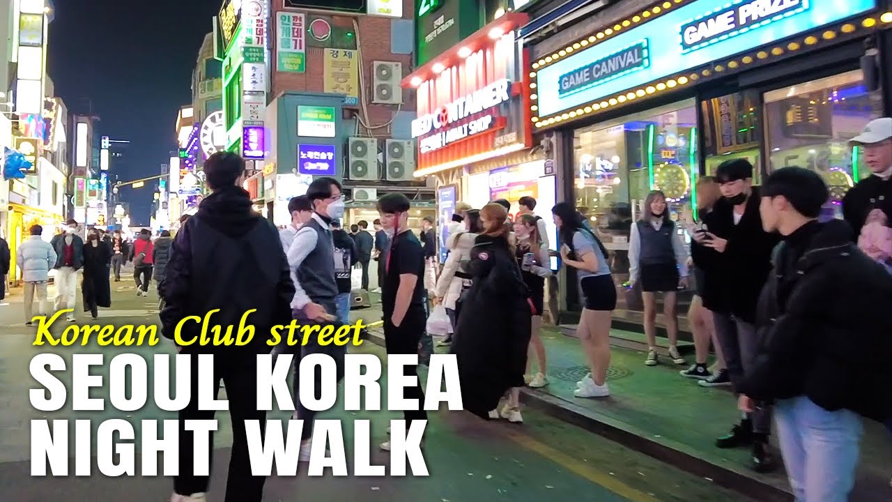 Seoul Walk Korea Travel Vlog 4K - Walking Kondae night street - Korea ...