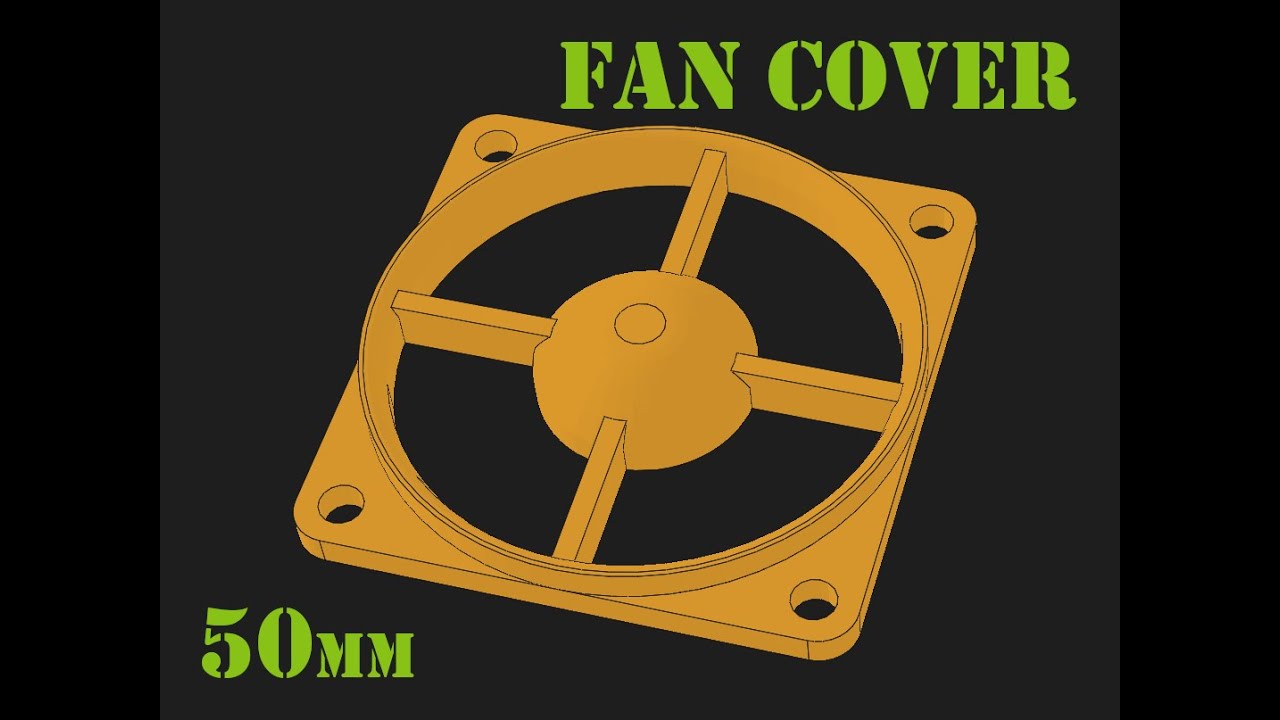 SolveSpace modeling fan cover 50mm - YouTube