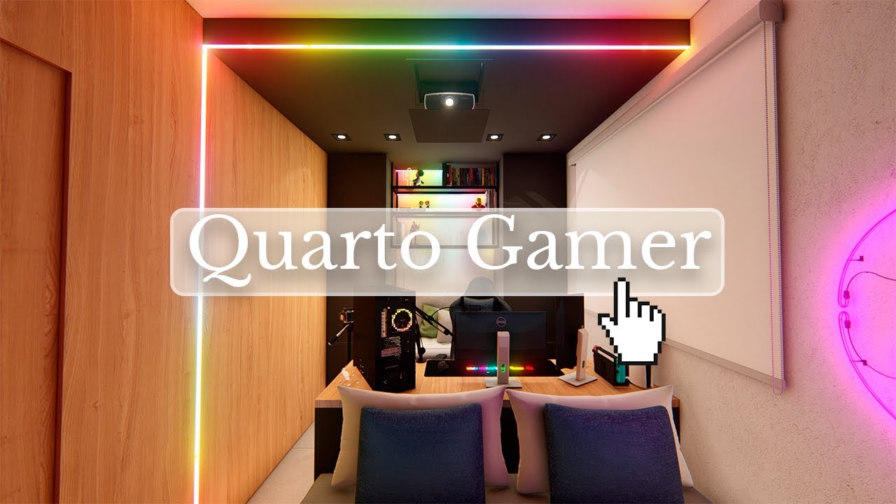 DECORAÇÃO QUARTO GAMER | Quarto pequeno gamer com muito LED em um ...