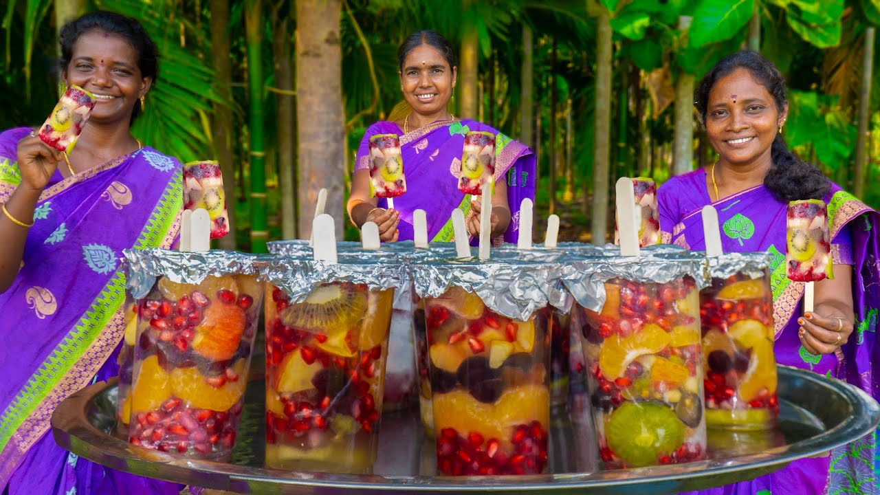 Kuchi Ice Recipe | Orange, Grapes, Pomegranate, Kivi Fruit Ice Recipe ...