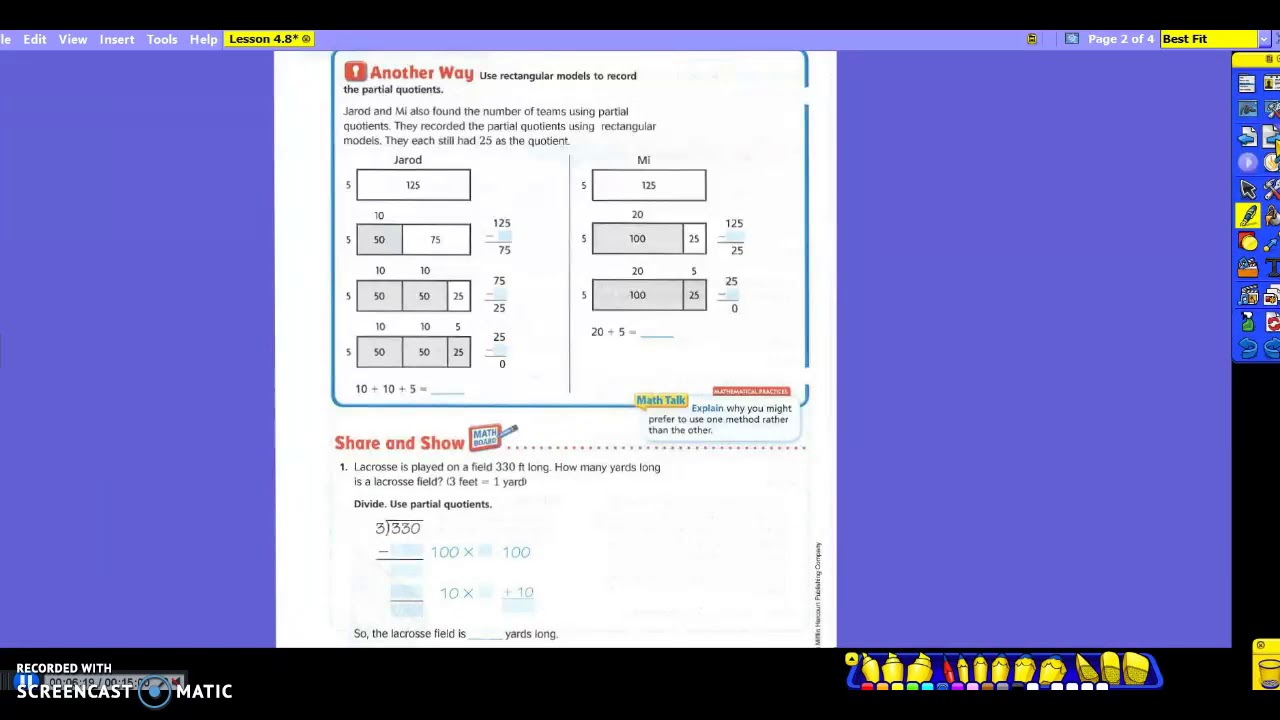 4th Grade Math Lesson 4.8 - YouTube