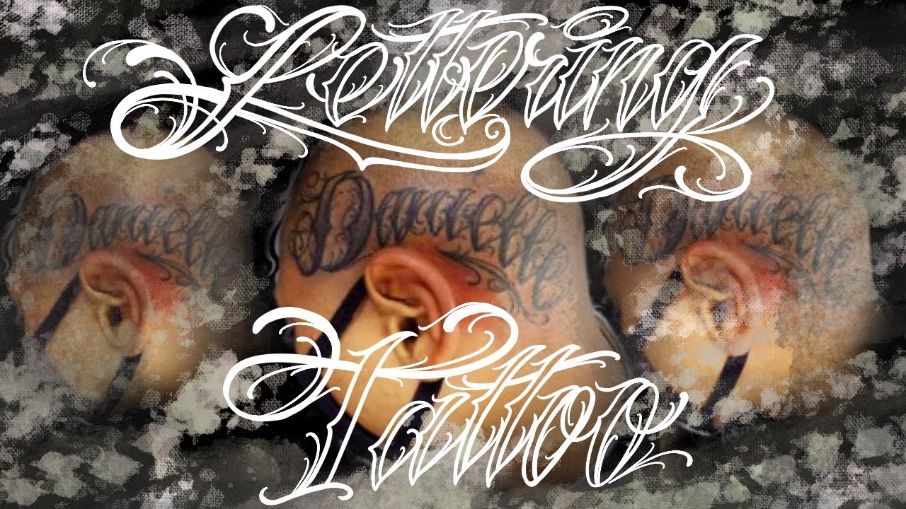 Freehand Lettering Head Tattoo - YouTube