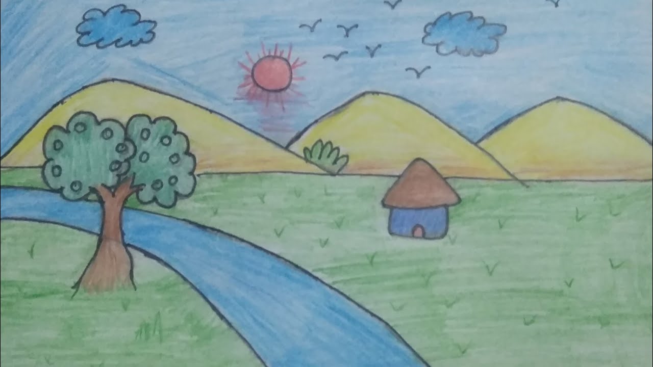 #A Senery Drawing|| Senery Drawing kaise bnaye|| easy senery drawing ...