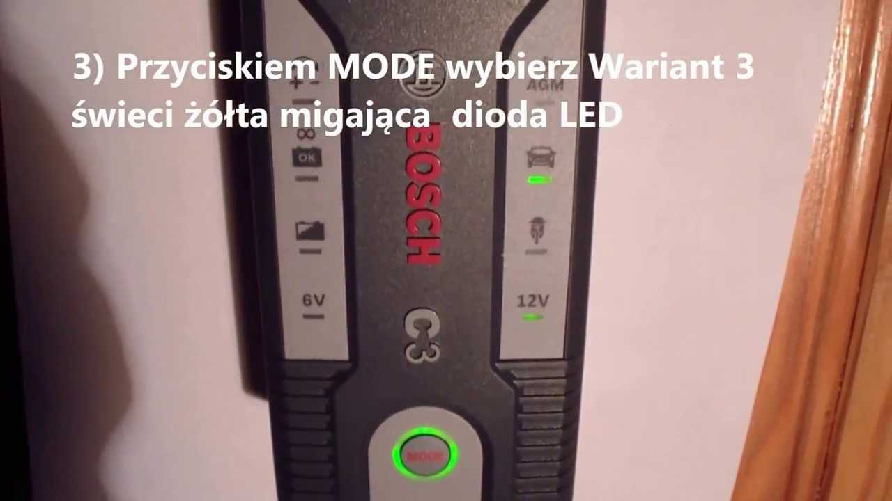 Obsługa prostownika automatycznego BOSCH C3 i ładowanie akumulatora ...