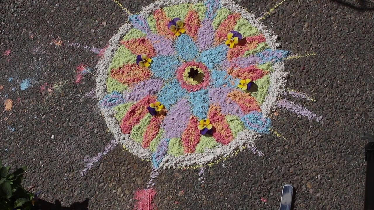 At Home - Week 5 - Chalk Dust Flower Mandala - YouTube