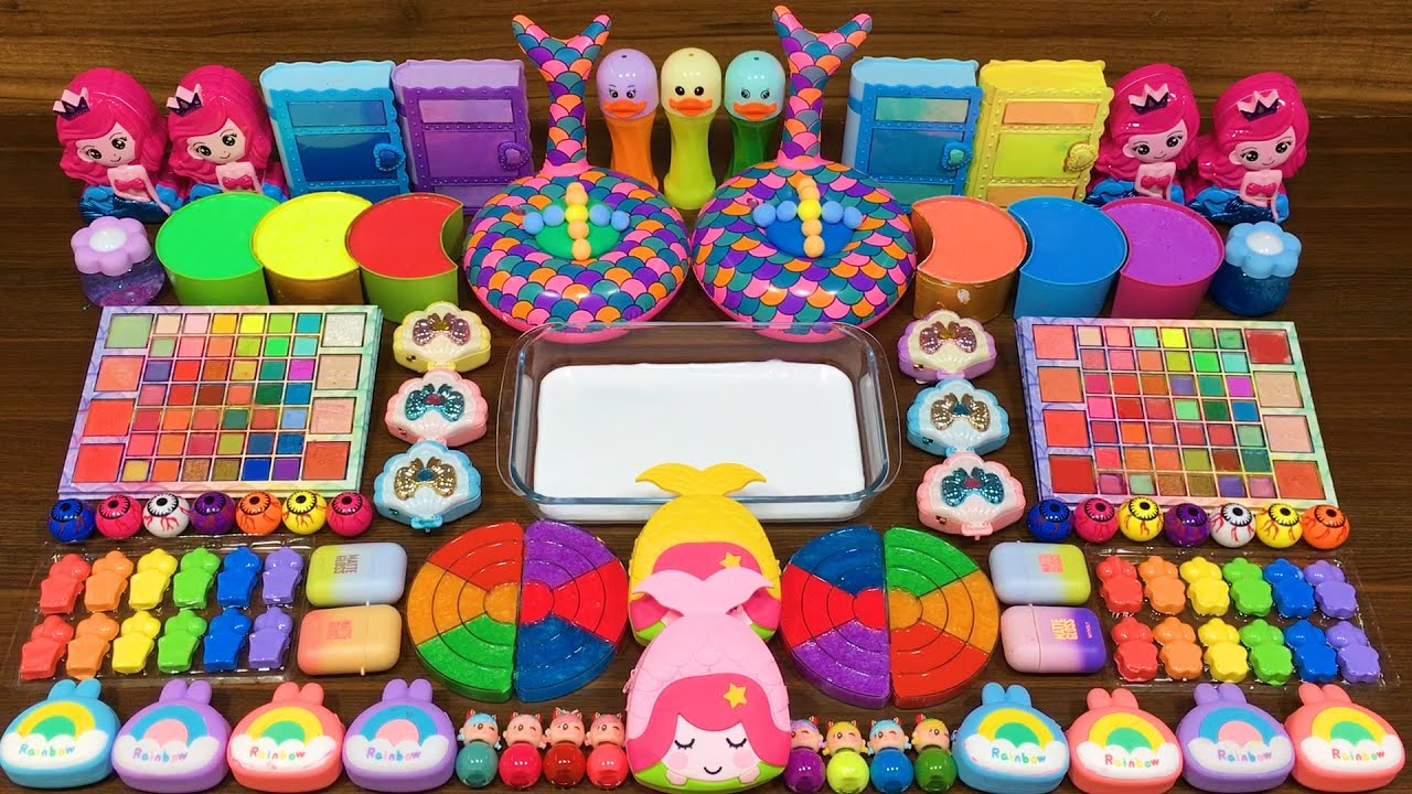 COLORFUL slime!!! Mixing random into GLOSSY slime!!!Relaxing Satisfying ...