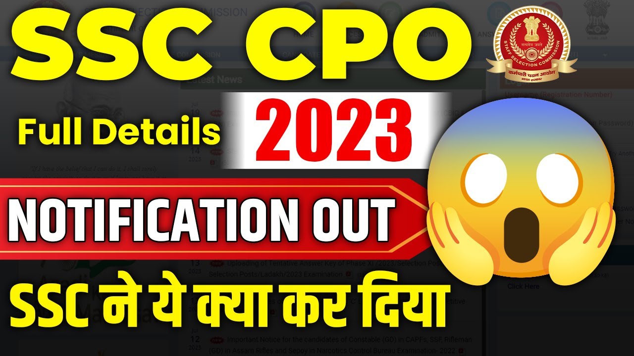 SSC CPO 2023 NOTIFICATION OUT 😱! | SSC CPO Vacancy 2023, SYLLABUS, EXAM ...