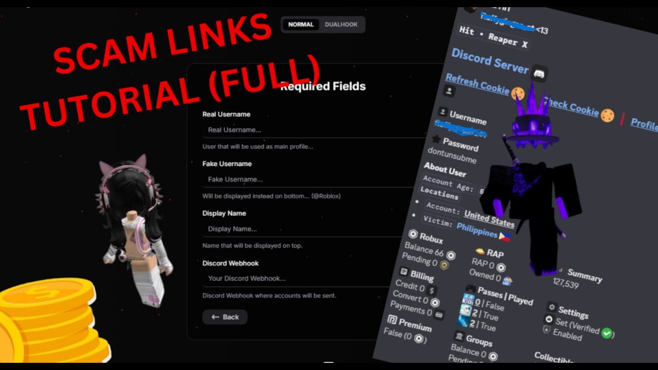 HOW TO MAKE SCAM LINK ! phising link generator scam links roblox 2025 ...