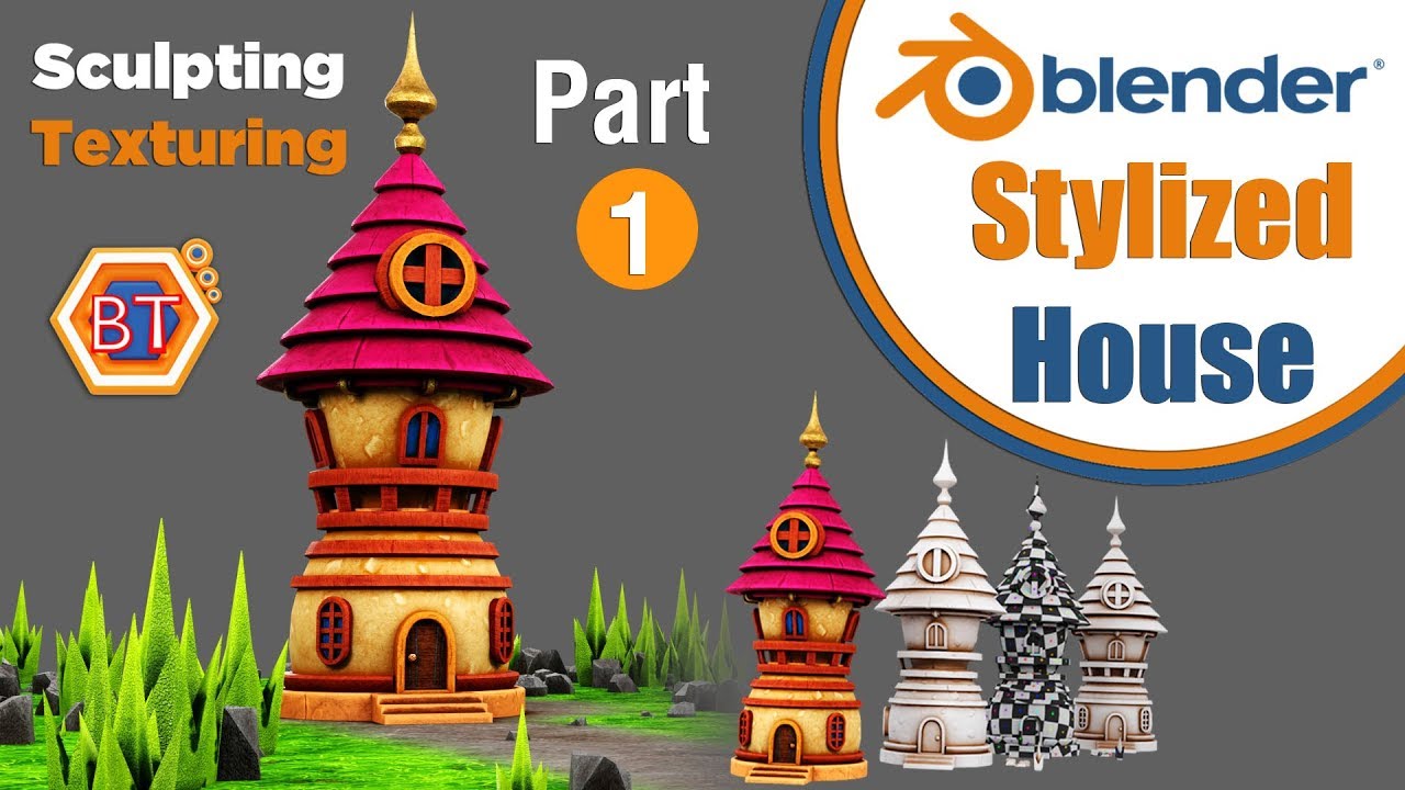 Blender Tutorial - Stylized House | Sculpting With Textures - Part 1 ...